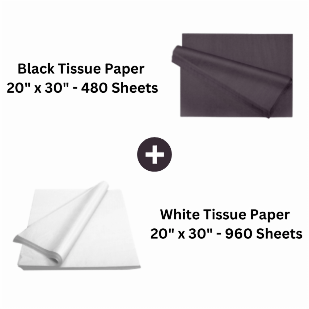 Black and White 20x30 inch Tissue Paper Product Bundle