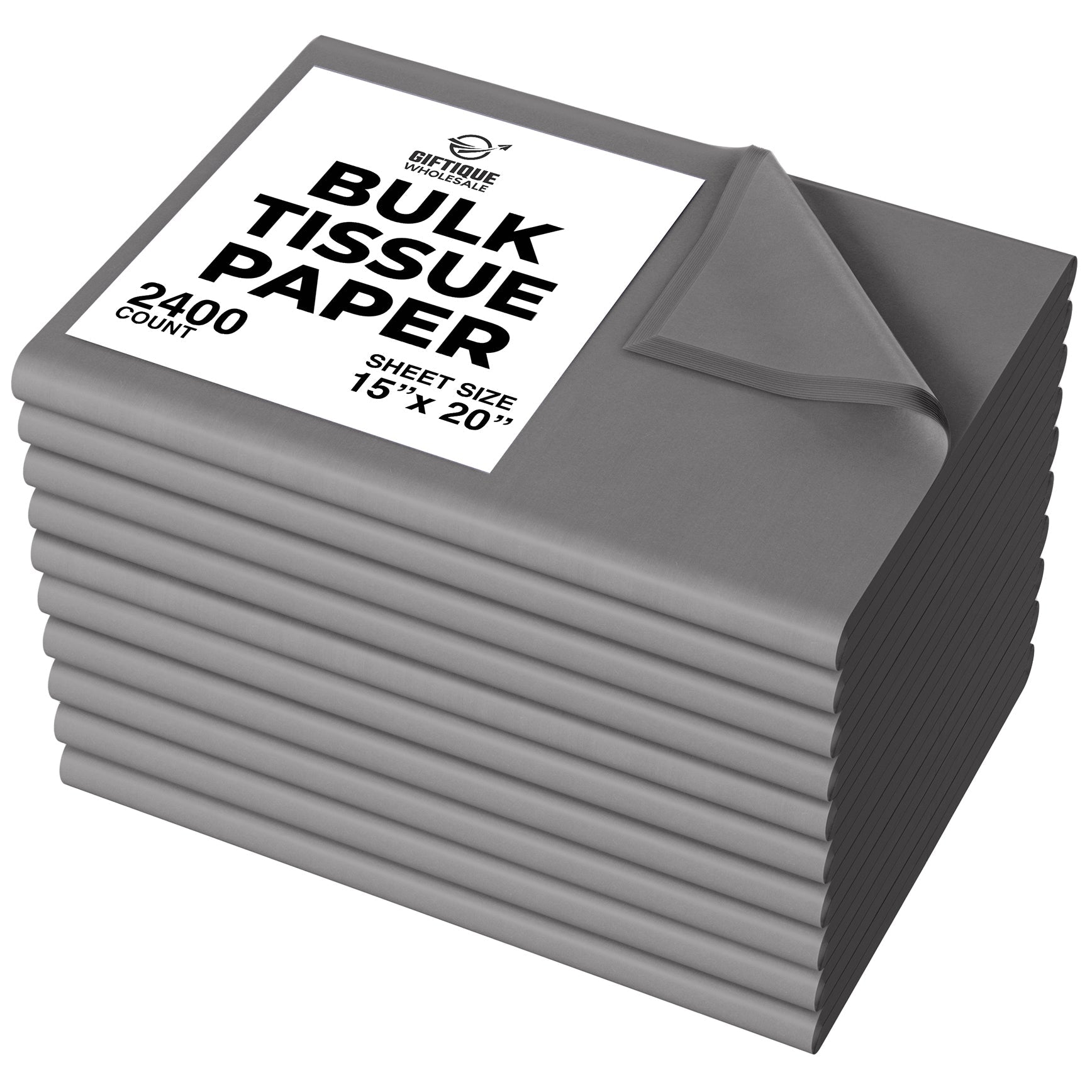 Gray Tissue Paper 15x20 inch - Case Qty. (2400 Sheets)