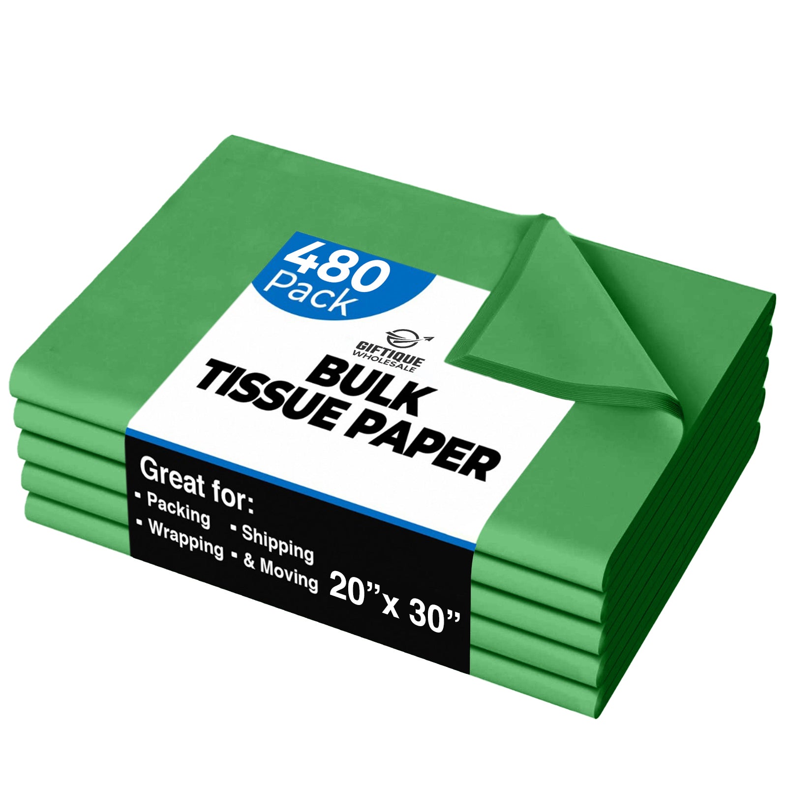 Emerald Green Tissue Paper in Bulk - 20x30 inch - 480 Sheets