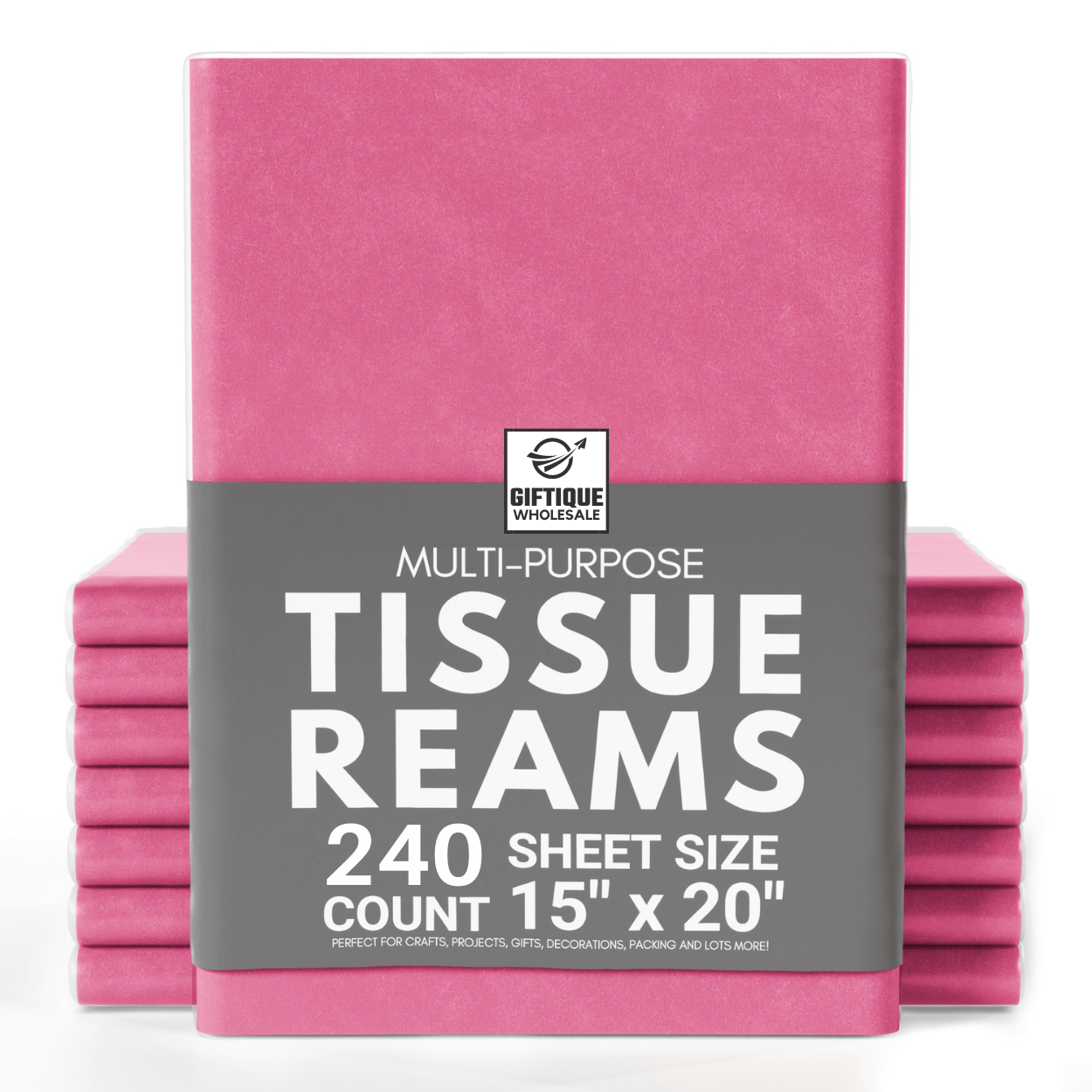 Premium Hot Pink Tissue Paper | 240 Sheets | 15x20 inches