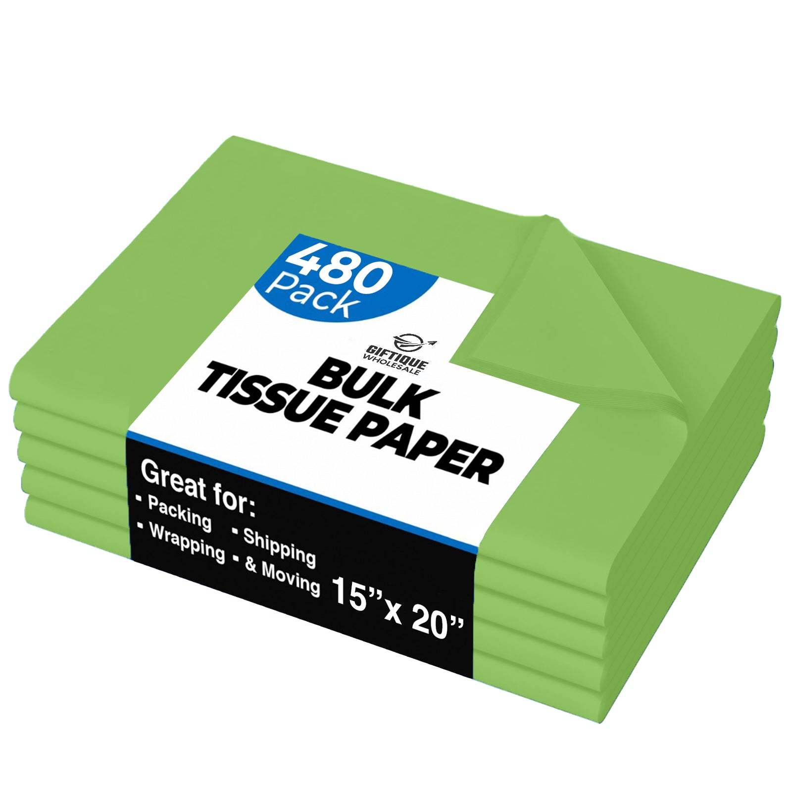 Lime Green Tissue Paper in Bulk - 15x20 inch - 480 Sheets